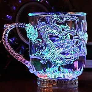 FOMIYES Mug 2pcs LED Cups Light up Flashing Beer Mugs 285ML Automatic Water Activated Color Changing Wine Whisky Glasses Drinkware Mugs Glow in The Dark Shot Glasses for Party Mens Gifts