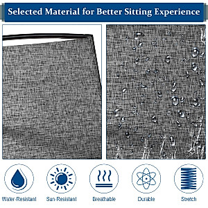 Giantex Patio Bench Glider Chair with Metal Frame, Center Tempered Glass Table, Outside Double Rocking Swing Loveseat for Porch, Garden, Poolside, Balcony, Lawn Rocker Outdoor Glider Bench(Gray)