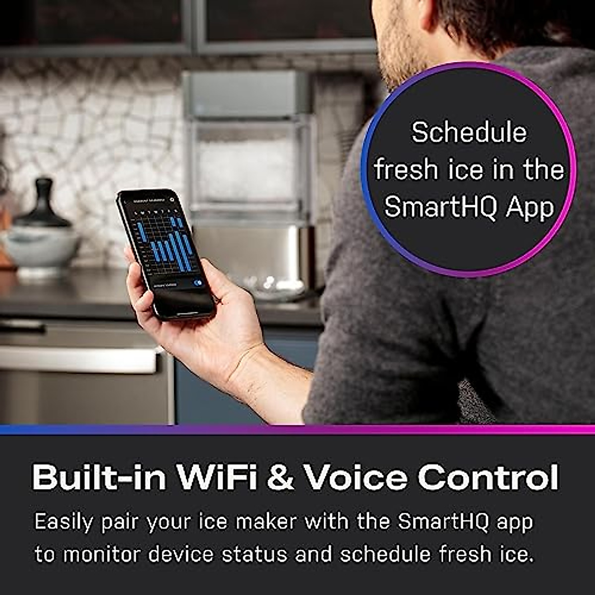 GE Profile Opal 2.0, Chewable Crunchable Countertop Nugget Ice Maker, Scoop included, 38 lbs in 24 hours, Pellet Ice Machine with WiFi & Smart Connected, Stainless Steel