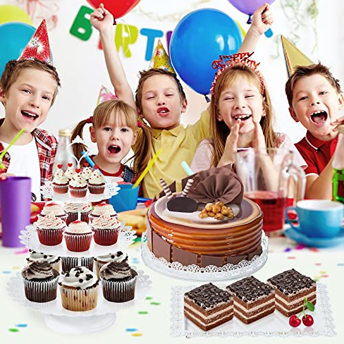 PETKABOO 5 Pack Cake Stand Set, Cupcake Holder Dessert Display Plate Decor Serving Platter for Birthday Party Wedding Baby Shower Festival Prom Home Decoration(White)