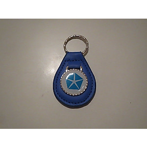 NEWPORT NEW YORKER 300 LEBARON LHS LASER WHITE LOGO LEATHER KEYCHAIN - DARK BLUE