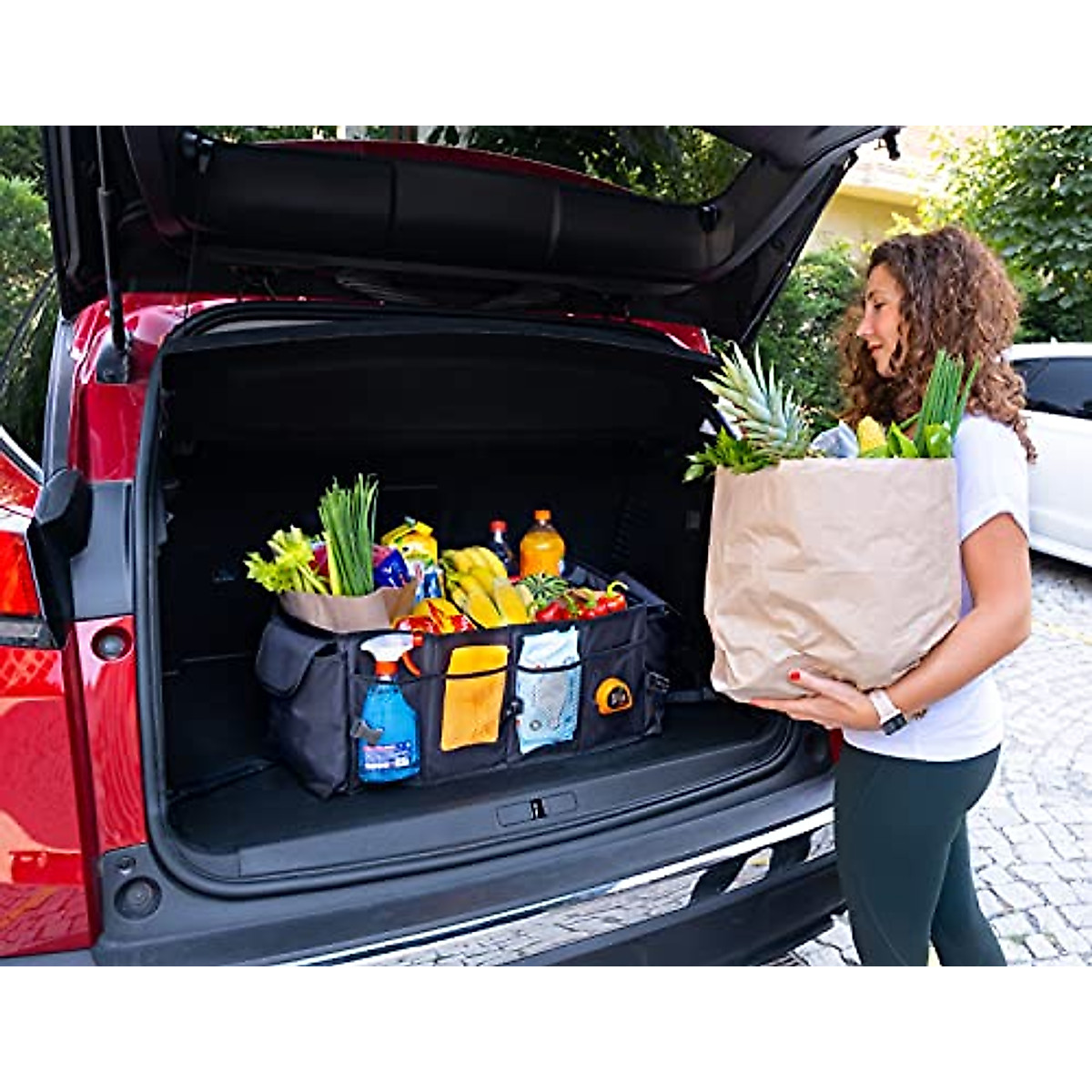 Magnelex Car Trunk Organizer - Large Collapsible Multi Compartment Car Storage Organizer for Sedan, SUV, Truck. 12 Pockets and Heavy Duty Adjustable Straps. Car Accessories for Women and Men