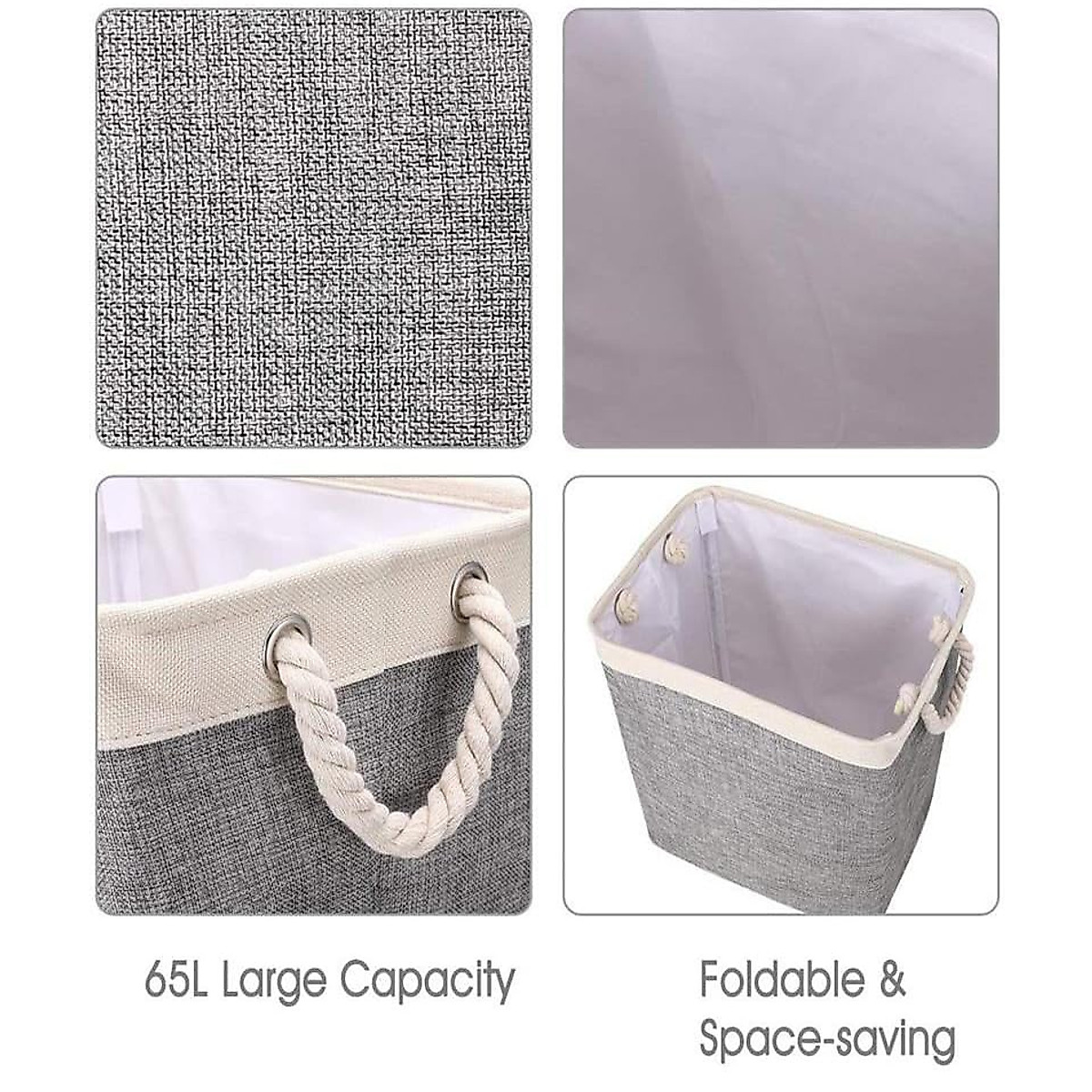Large Laundry basket with lid Laundry basket Clothes Organizer with Handles and Lid Freestanding Foldable Hamper for clothes and blankets Storage organizer with Removable bag and Bra wash Bag