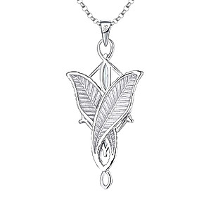 JO WISDOM Arwen Evenstar Necklace,925 Sterling Silver Lord of The Ring Hobbit Pendant Necklace with 5A Cubic Zirconia,Elvish Jewelry for Women