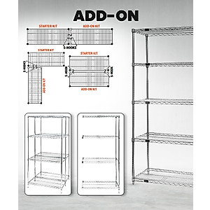 Quantum Storage Systems WR86-1836BK Starter Kit for 86" Height 4-Tier Wire Shelving Unit, Black Finish, 18" Width x 36" Length x 86" Height