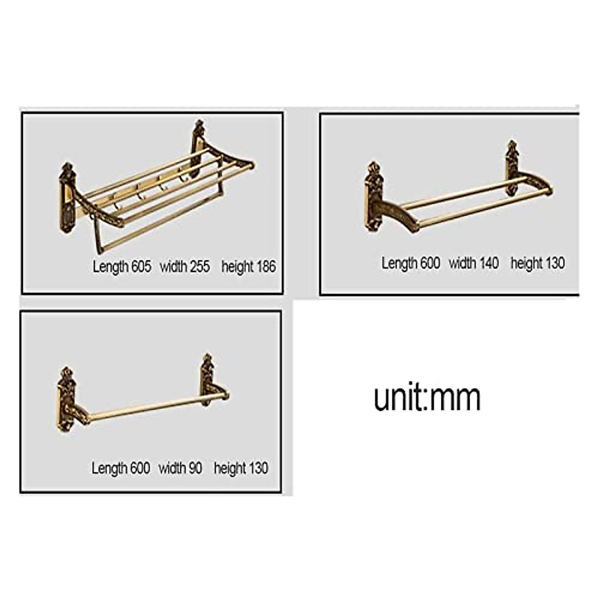 Towel BAR Rack Towel Rail for Bathroom,Punch-Free Bath Hand Towel Holder,Bathroom Towel Rail,European Antique Bathroom Rack Space Aluminum Towel Bar/Towel Rack (Color : Double Rod, Size : Christmas