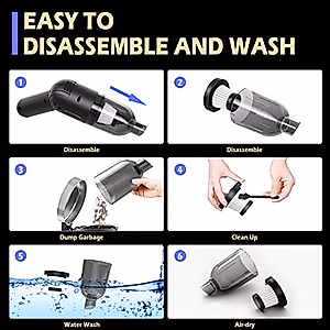 SRHHOODD Car Cordless Vacuum Cleaner - Portable Car Vacuum 90 Angle Rotation 8000pa High Power Car Vacuum Cordless Rechargeable, Car Cleaning Kit Lnterior Deep Deailing Cleaning Automotive