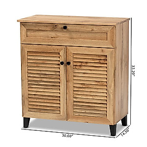 Baxton Studio Coolidge Oak Brown Finished Wood 1-Drawer Shoe Storage Cabinet