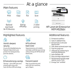 HP LaserJet Enterprise MFP M528dn Monochrome All-in-One Printer with built-in Ethernet & 2-sided printing (1PV64A)