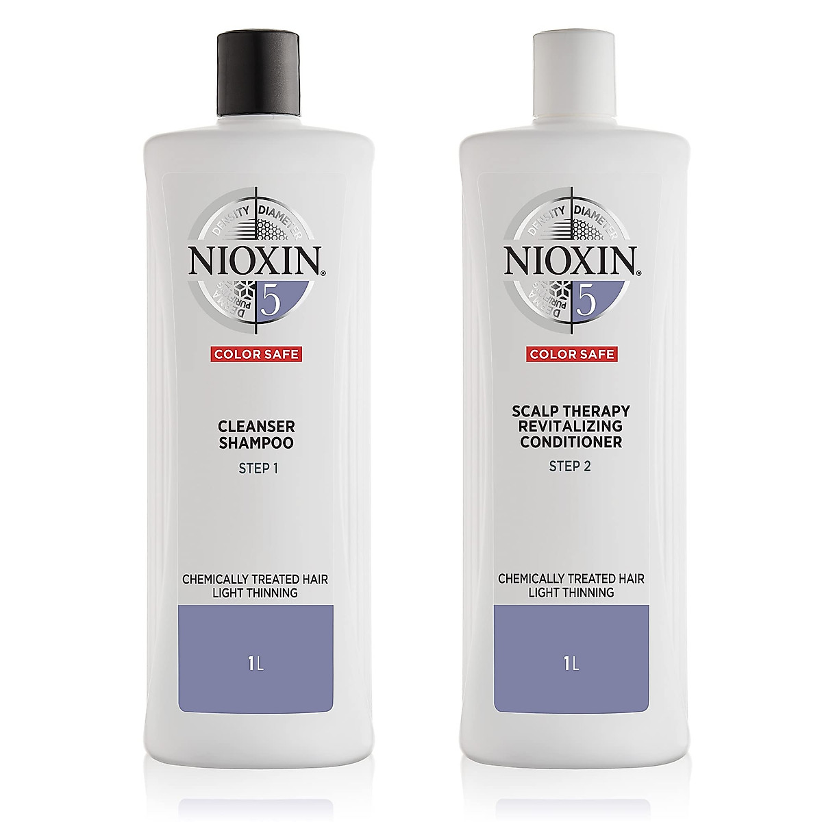 Nioxin System 5 Scalp Cleaning Shampoo and Therapy Conditioner Set for Chemically Treated Hair with Light Thinning