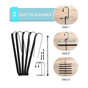 CINKSY Pants Clothes Hangers Space Saving - Upgrade Non Slip Jeans Hanger Rack with Foam Padded Swing Arm Leggings Hanger Multiple Layers Closet Organizer and Storage for Trousers, Scarf, Tie - 2 Pack