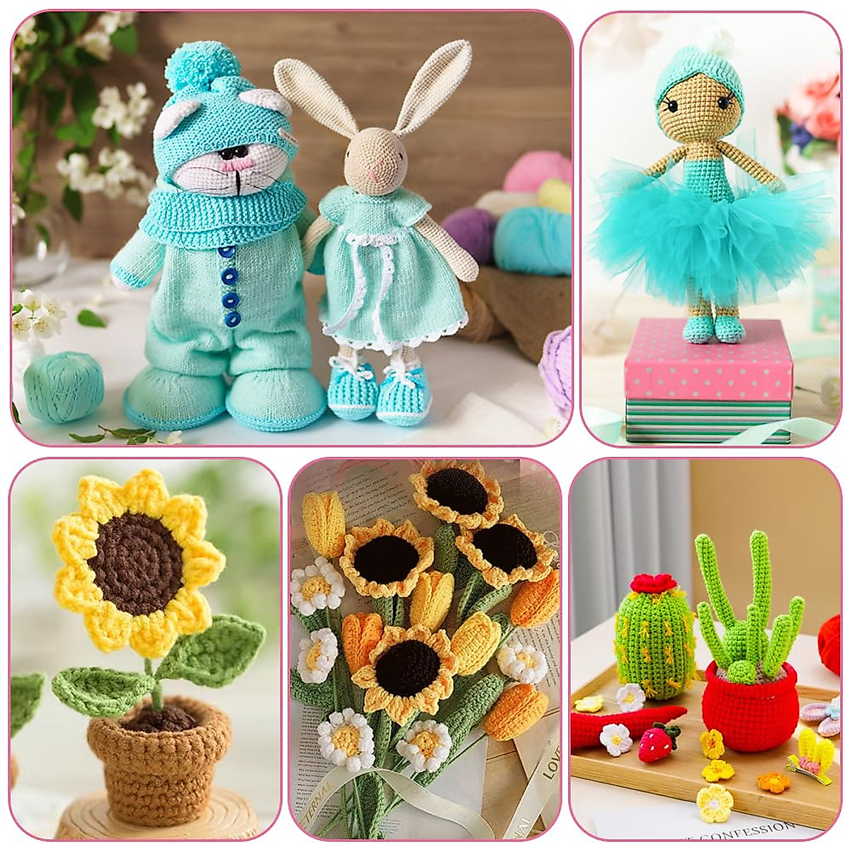 2 Pcs 100g Cotton Acrylic Yarn for Crocheting,Soft and Fluffy Crochet Yarn for Knitting and Crafts，4 ply Warm Yarn for DIY Slippers Cushions Dolls Bags Blankets Ornaments and Trinkets（Aqua Green）