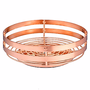 MyGift Modern Copper Tone Metal Wire Spice Rack Round Turntable, Lazy Susan Seasoning and Condiment Holder Spinning Rack, Pantry Organizer Tabletop Revolving Tray