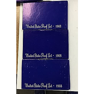 1968 S Set with 40% silver Kennedy half, boxes mostly clean Various US Mint Proof