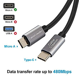 CableCreation USB C Cable Short 0.65 FT, USB-C to Micro USB A OTG Cable, Compatible with DJI Spark/DJI Mavic/Mavic Pro/Mavic Pro Platinum/Mavic Air Controller 0.2m, Space Gray