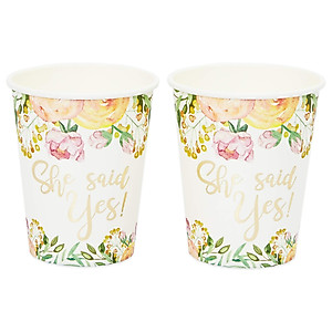 Sparkle and Bash Bridal Party Pack, Includes Paper Plates, Napkins, Cups, Cutlery, Banner, and Plastic Tablecloth (Serves 24, 146 Pieces)