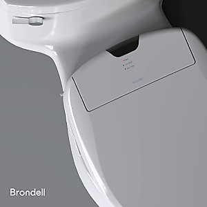 Brondell S1400-RW Swash 1400 Luxury Bidet Toilet Seat in Elongated White with Dual Stainless-Steel Nozzle Clean+, Endless Water-Warm Air Dryer-Nightlight, Round