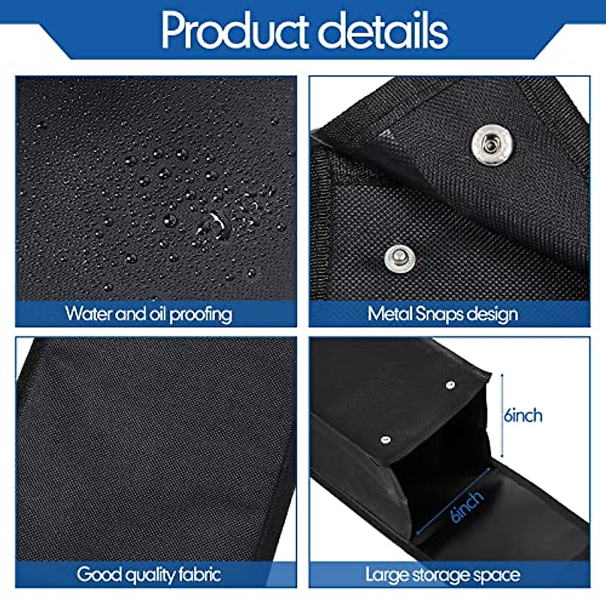 Grill Utensil Storage Bag BBQ Tool Storage Bags Barbecue Hardware Tool Grill Utensil Holder Pouch Oxford Cloth Grill Accessory Storage Bag Foldable Grill Bags for Camping Hiking (Black, 2 Pcs)