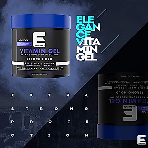 Elegance Vitamin Gel, 16.9 Oz, Infused with Vitamin Pro-VB-5, Strong Hold Gel, Maximum Hair Protection and Natural Long Lasting Shine