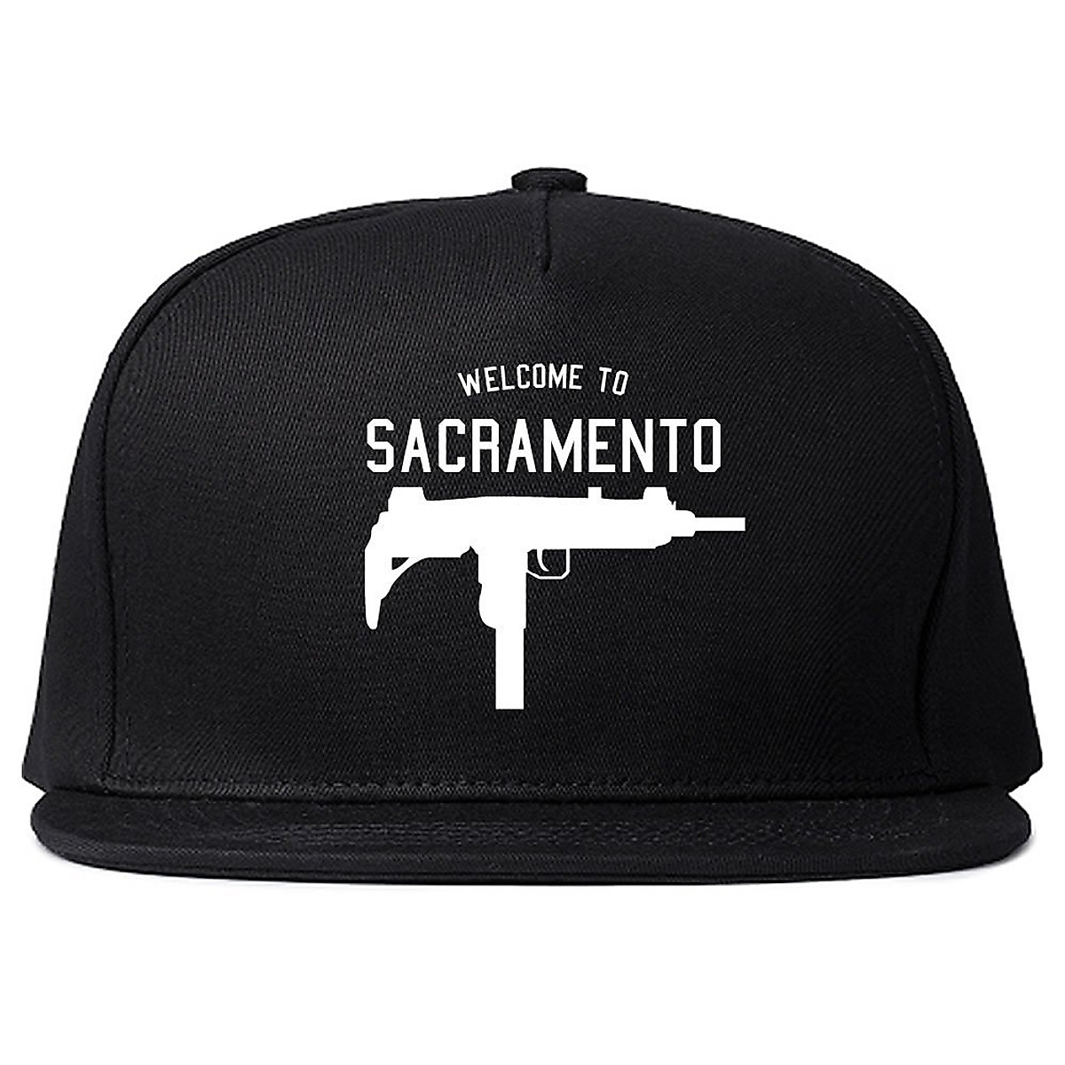 Kings Of NY Welcome to Sacramento Uzi Machine Gun California Snapback Hat Cap Black