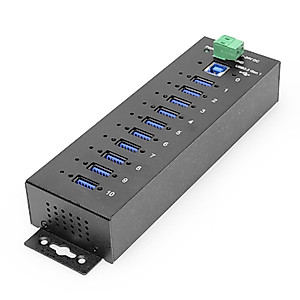 10 Port Managed USB 3.2 Gen 1 Hub w/ 15KV ESD Surge Protection Per Port