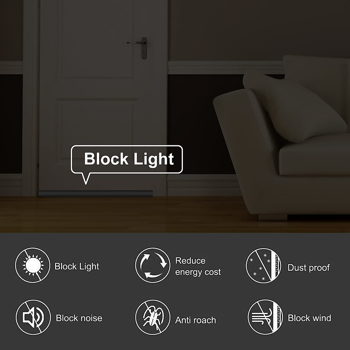 WEXHUG Waterproof Twin Door Draft Stopper Adjustable Size 30" to 36" Weather Stripping Noise Blocker Window Breeze Blocker (Coffee)