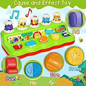YEEBAY Pop Up Animals Toy with Music & Sound, Early Developmental Toy for 12-18 Months Baby, Infants & Toddlers,1 Year Old Girls & Boys