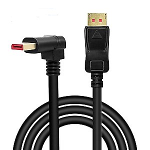 ALYYDBG Right Angle Displayport 1.4 Cable, Male to Male Corner DP 1.4 Cable Support 8K/60Hz, 4K@144Hz for DP Interface. 6FT/1.8M