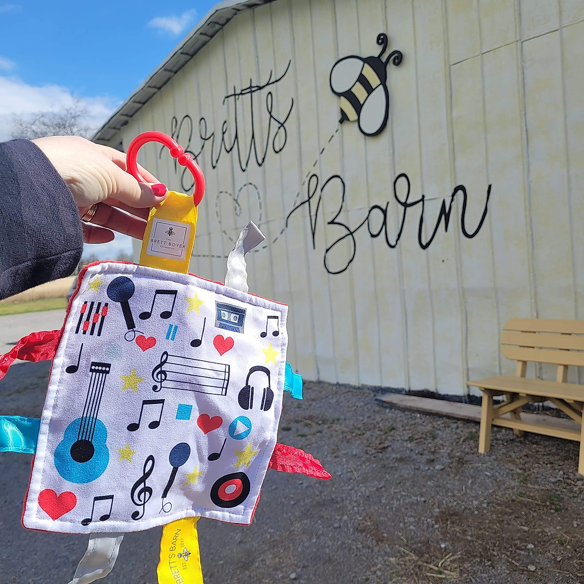 Baby Jack & Co 8x8” Music Lovey Tag Toys for Babies - Baby Crinkle Toys - Crinkle Toys for Baby - Soft & Safe - Learn Shapes & Colors - Ideal Baby Toy - BPA Free w/Stroller Clip