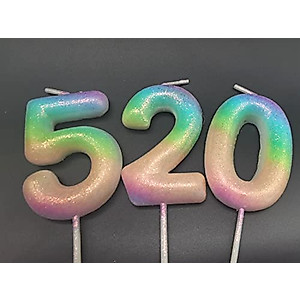 2.76" Large Birthday Candles 1st One Year Cake Baby Roman Cool Number Candle No 1 9 18 21 30 40 50 60 70 Cake Topper Numeral Candle Party Wedding Anniversary Decorations (Rainbow1)