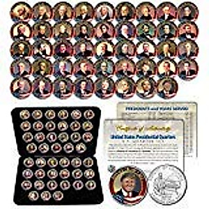 ALL 46 United States PRESIDENTS Full Coin Set Colorized DC Quarters w/Box & COA