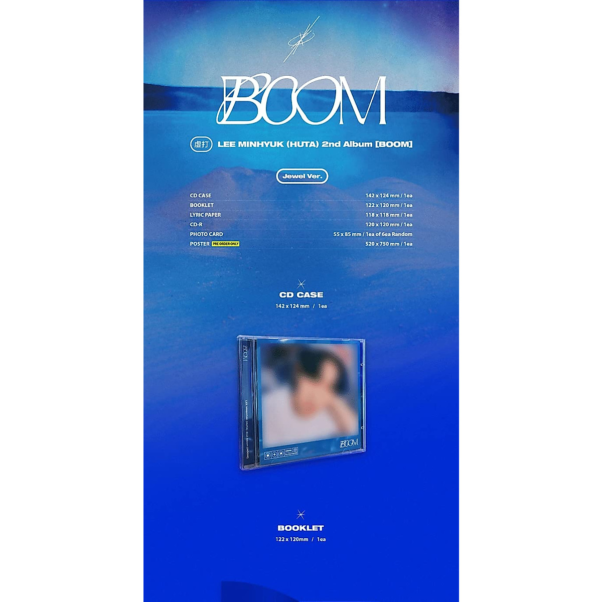 DREAMUS BTOB Lee Minhyuk HUTA Boom 2nd Album Jewel Version CD+Booklet+Lyric Paper+1p PhotoCard+Tracking Sealed