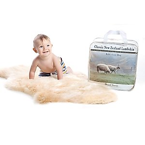 New Zealand Baby Sheepskin, Ethically Sourced, Silky Soft Natural Length Wool, Un-Shorn Baby Care Lambskin Rug, Premium Quality, LRG 34-36 inches in Length