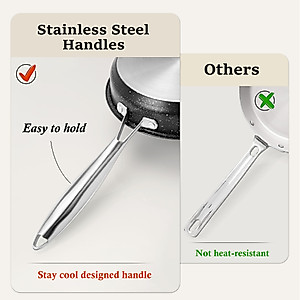 Vvwgkpk Stainless Steel Pots and Pans Sets, Nonstick Kitchen Cookware Set, 7 Pcs Cooking Pots and Pans Set w/Frying Pans & Saucepans with PFOS&PFOA Free, Dishwasher Safe