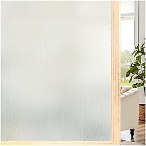 Coavas Window Privacy Film Static Cling, Non-Adhesive Removable Privacy Window Film, Frosted Glass UV Blocking Window Tint for Home, Office, Bathroom (Silver 17.5 x 78.7 in)