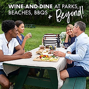 Foundry by Fit + Fresh, Brooks Dual-Compartment Insulated Cooler Bag with Wine Cooler Compartment, Food & Beverage Beach Bag, Picnic Basket, Perfect For Tailgating & Camping Accessories, Black & White