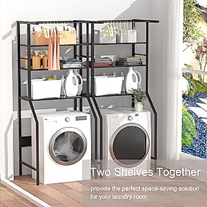 Heavy Duty Over the Washer and Dryer Storage Shelf – All-Steel Laundry Room Organizer with Clothes Drying Rod, Space-Saving Shelf for Front-Load Washers and Dryers, 29.92"L x 23.65"D x 70.8"H