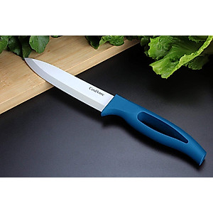 Ceramic Knife 5Inch Fruit Knife Set 4-Piece with Knife Sheaths for Cheese, tomatoes, potatoes, vegetables, fruits (blue)