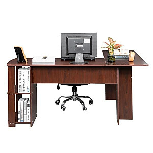 INXXCOROO Basyll L-Shaped Corner Desk Home Office Workstation with Hutch Bookshelves - Sturdy Wooden Computer Table for Laptop and Study