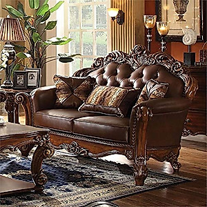 ACME Vendome Loveseat w/2 Pillows - - Cherry PU