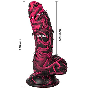 Realistic Thick Dildo 7.16 Inch Adult Toys, Unique Ribbed Monster Big Dildos with Strong Suction Cup for Hands-Free Play, Safe Liquid Silicone Dildo Stimulation Anal Sex Toy for Women, Men and Couples