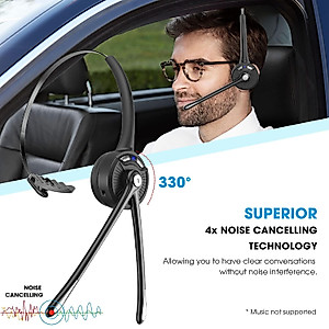 Bluetooth Headset with Microphone, Noise Canceling Wireless On Ear Headphones, Bluetooth Headphones with Mic Charging Base, Phone Headset Mute Button for Laptop, Skype, Call Centers, Office, Trucker