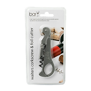 BARY3 WAITERS CORKSCREW WITH FOIL CUTTER - STAINLESS STEEL WAITERS CORKSCREW WITH BUILT-IN BOTTLE OPENER AND KNIFE - AVAILABLE AS 1 CORKSCREW OR IN A PACK OF 2! (2)