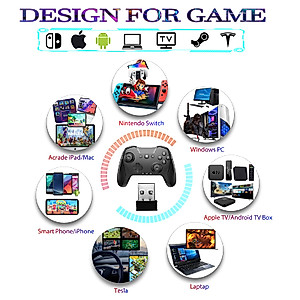 UNIHOW Bluetooth Game Controller for PC, Mac, Nintendo Switch, iOS, Android - Dual Motor, 6-Axis Gyroscope, Backlit, Ergonomic Design