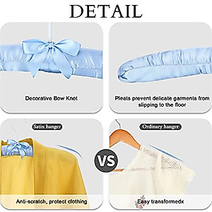 36 Pack Women Padded Hangers Bulk Satin Padded Sweater Hangers No Shoulder Bump 15.2 Inch Anti Slip Wooden Foam Silk Hangers for Wedding Dress Covered Coat Clothes Suits Lingerie, 4 Colors
