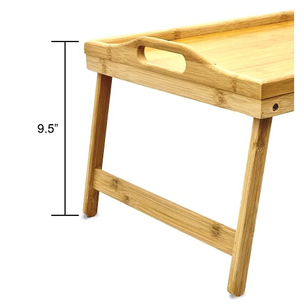 Bam & Boo - Large Natural Bamboo Bed Tray Table With Folding Legs For Eating, Working, Serving, and Organizing (20" x 13")