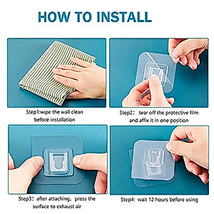 Chris.W 20 Sets Double-Sided Adhesive Kitchen Wall Hook Hanger Strong Transparent Wall Storage Sucker Wall Mount Sticky Hooks for Kitchen Bathroom Small Items Hooks