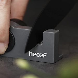 hecef Kitchen Knife Set with Mini Knife Sharpener, 3 PCS Professional Knives Set for Kitchen, Professional Knives Set Full Tang with Gift Box for Cutting Meat, Fruit, Vegetables