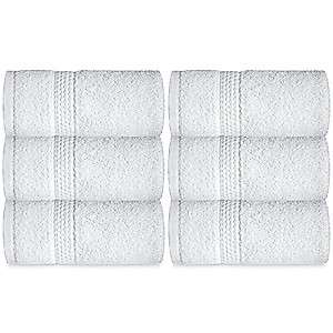 Elaine Karen 6 Pack Premium Hand Towels – 100% Cotton Extra Soft Hand Towels, Highly Absorbent, Hotel & Spa Quality Bathroom Hand Towels 16x30 - White