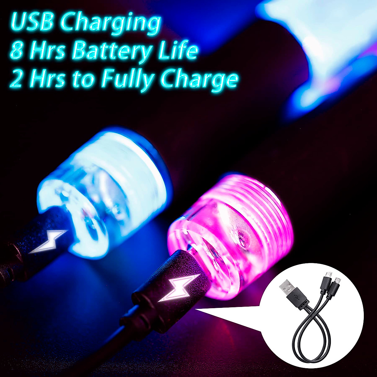 Antner Rechargeable LED Light Up Drum Sticks 15 Color Changing Drumsticks with Storage Bag for Adults Drummers, Durable Professional PC Polymer Material Drumsticks, Cool LED Light Up Drumsticks